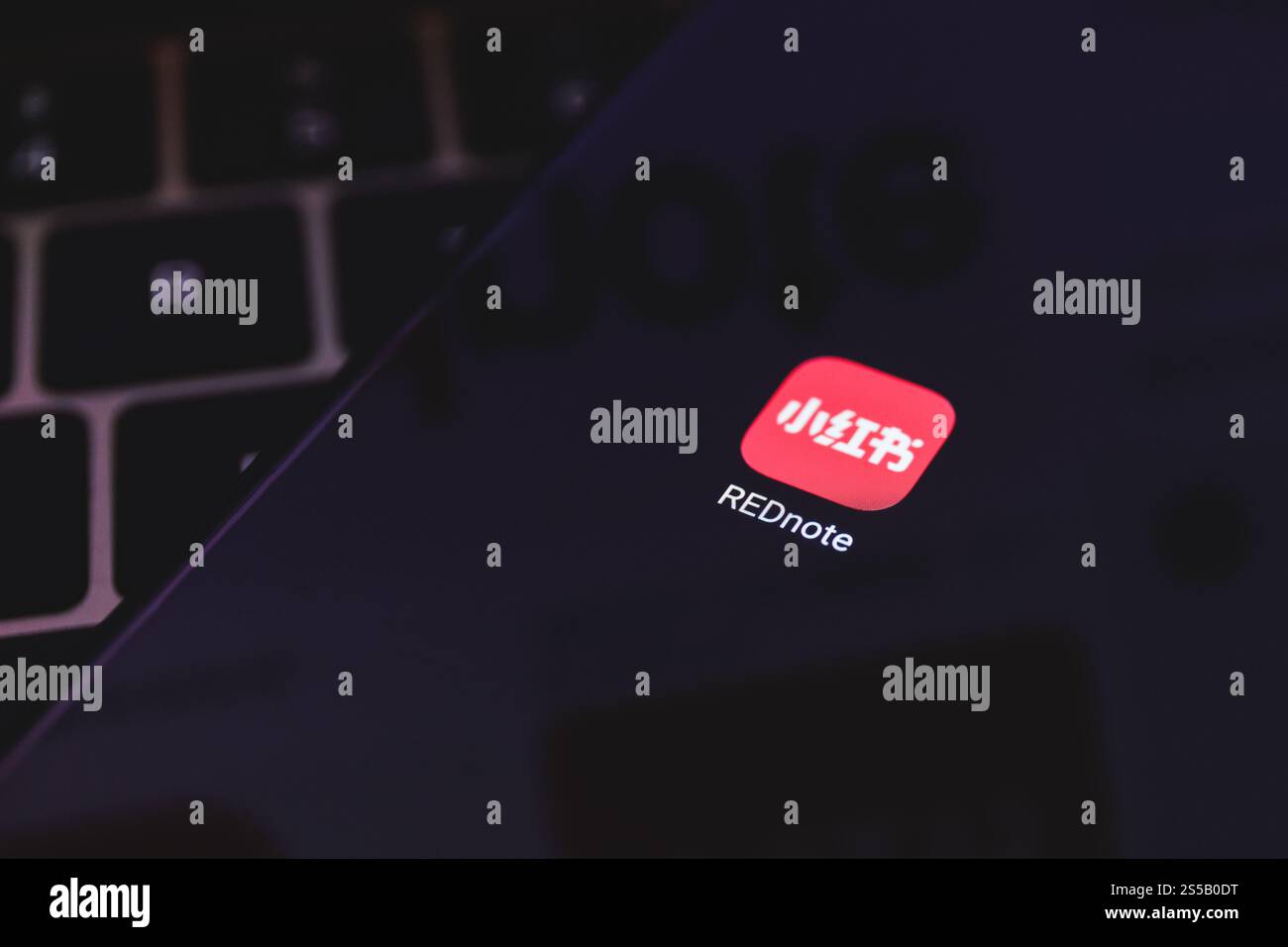 REDnote app on smartphone screen. Chinese social media application ...