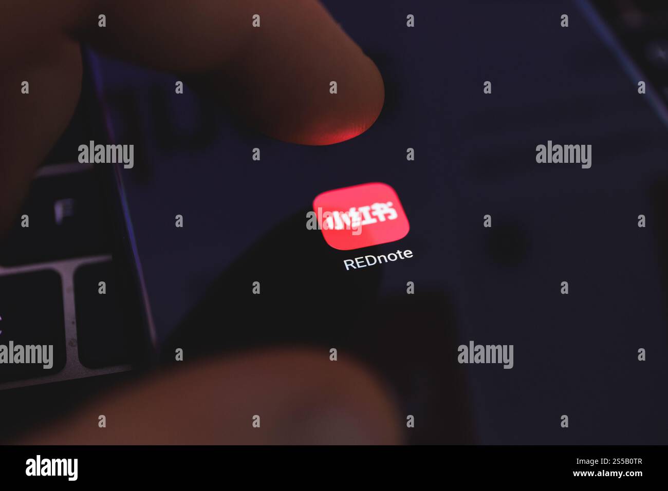 REDnote app on smartphone screen. Chinese social media application ...