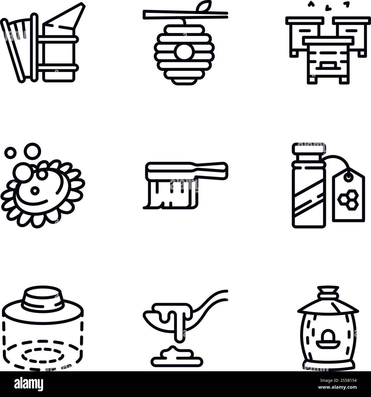Honey icon set. Outline set of 9 honey vector icons for web design ...