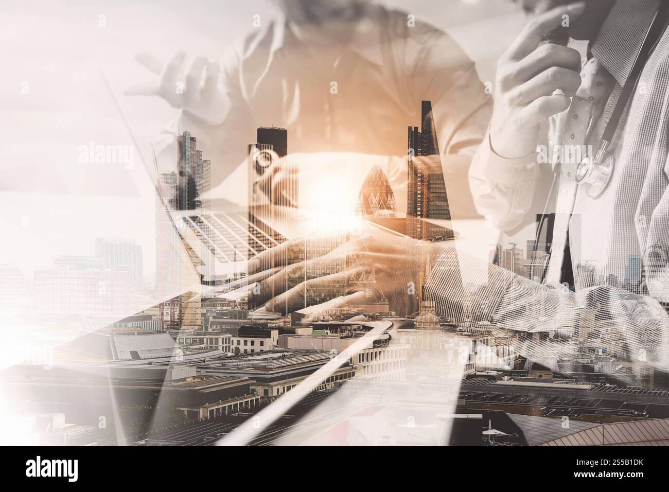 double exposure of Medical technology network team meeting and city ...