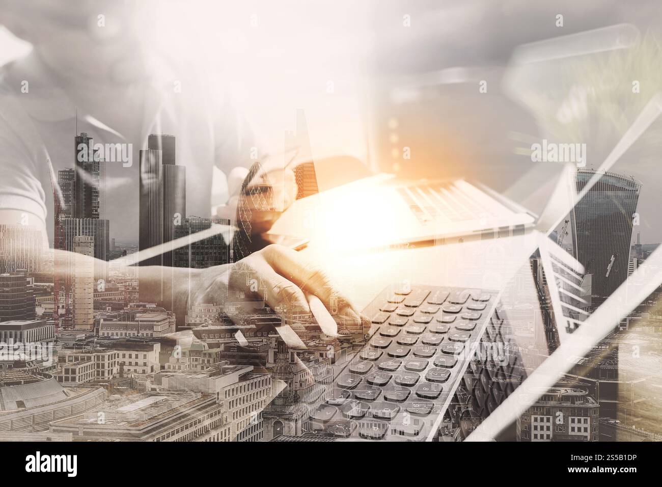 Outsource developer working on marble desk working laptop computer hi ...