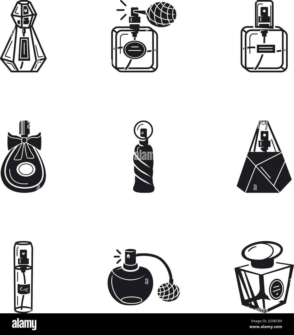Perfume bottle icon set. Simple set of 9 perfume bottle vector icons ...