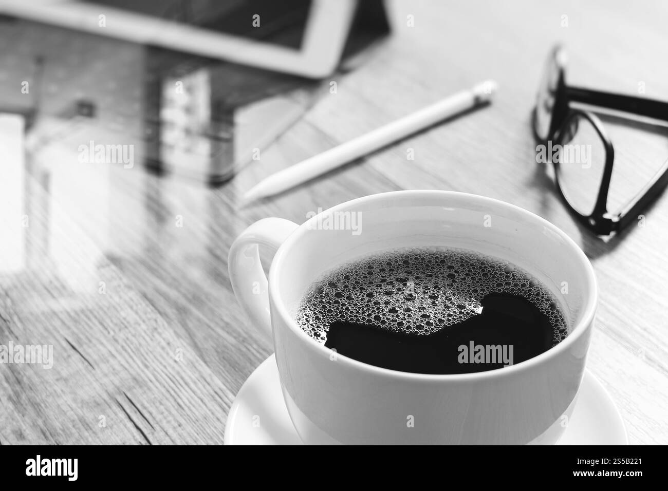 Coffee cup and Digital table dock smart keyboard,eyeglasses,stylus pen ...