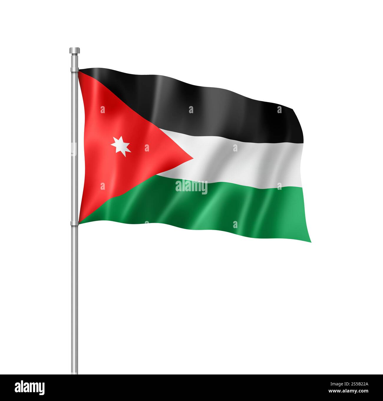 Jordan flag, three dimensional render, isolated on white. Jordanian ...