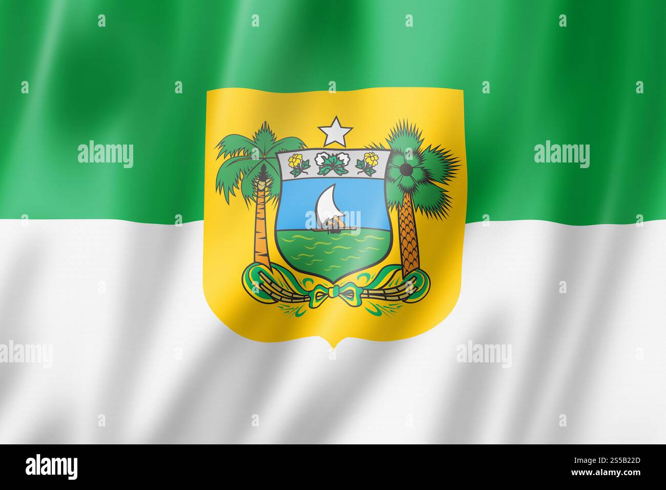 Rio Grande Do Norte state flag, Brazil waving banner collection. 3D ...