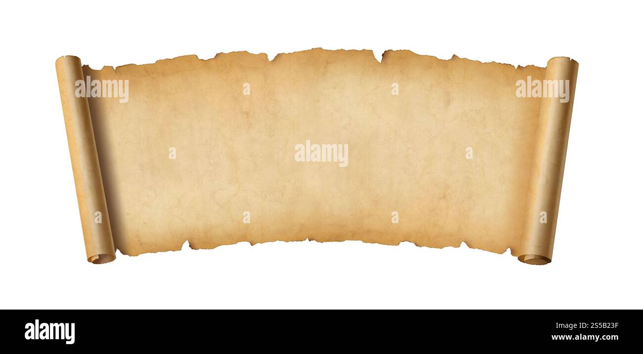 Old paper horizontal banner. Parchment scroll isolated on white ...