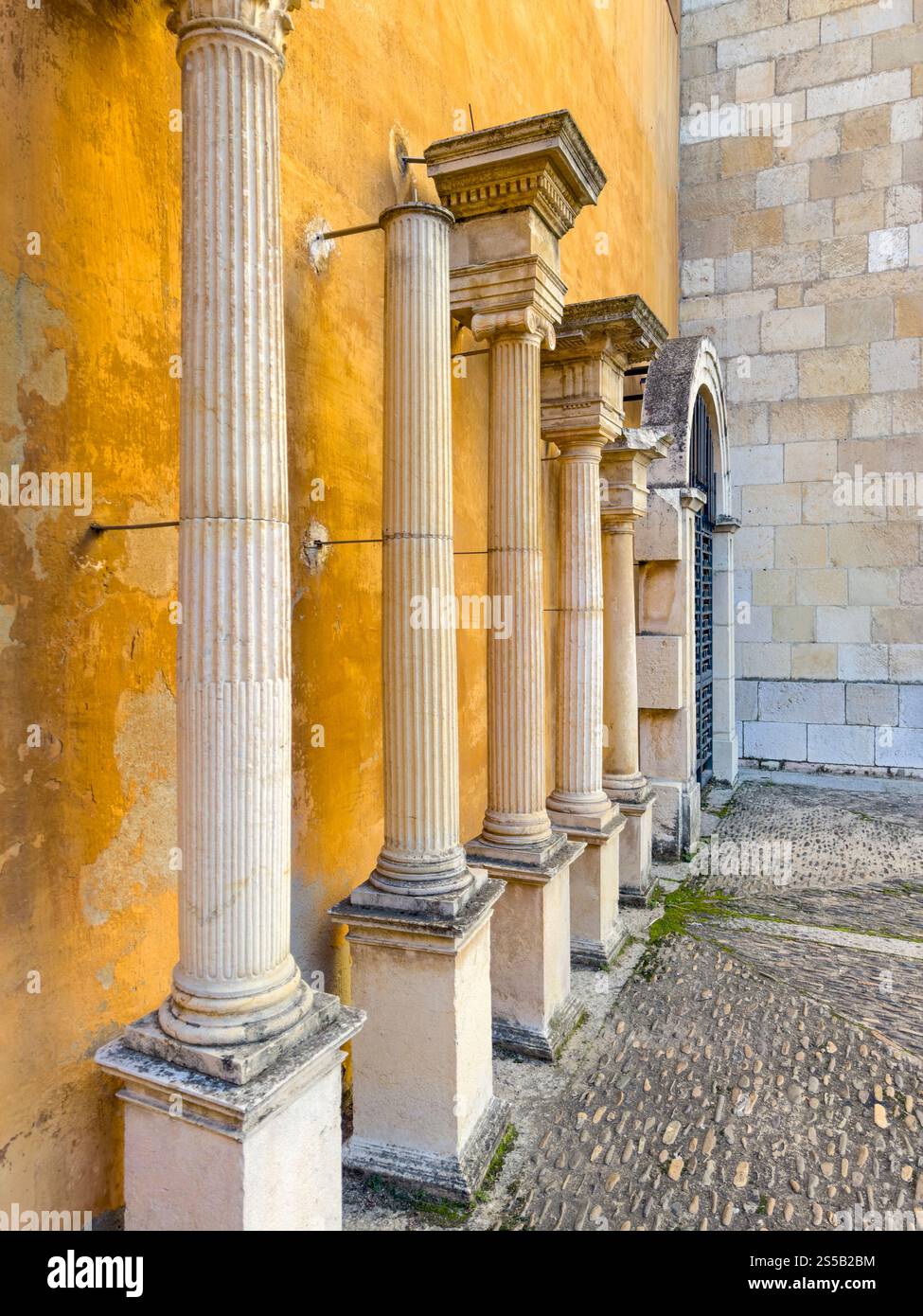 Roman columns at backyard Hotel Real Colegiata de San Isidoro located ...