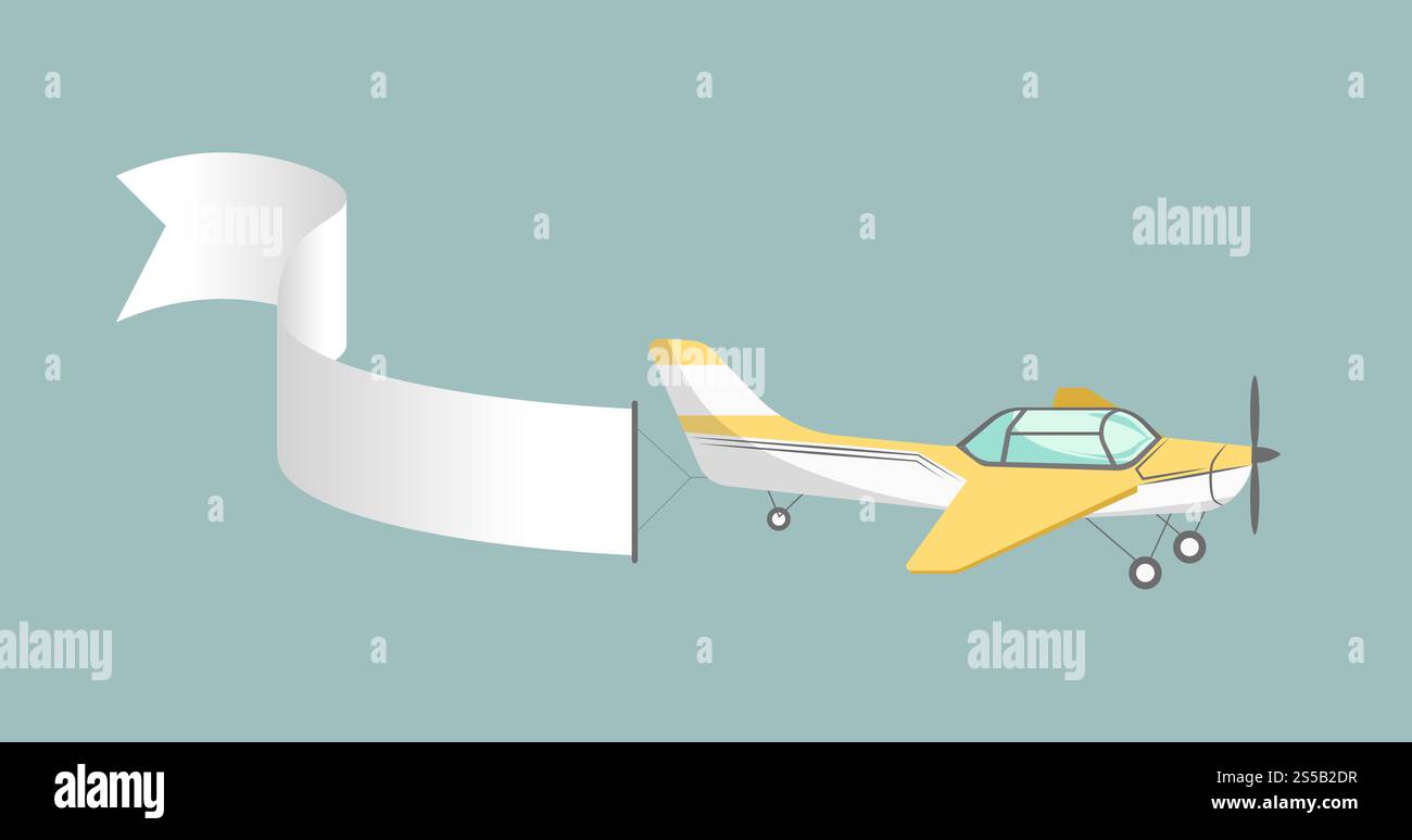 Plane with attached long blank stripe for advertisement placement ...