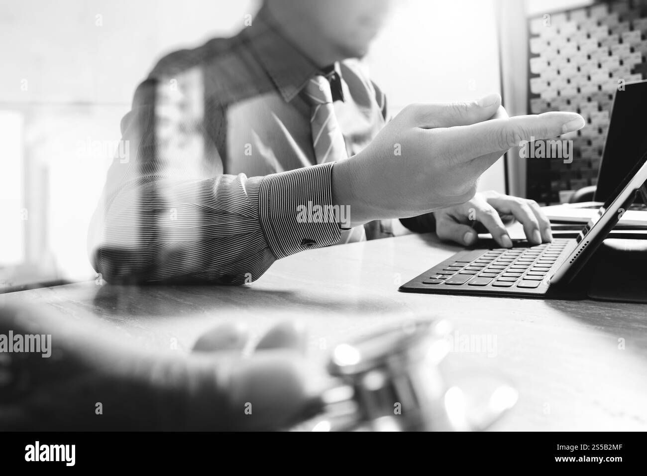 Modern tablet computer keyboard Black and White Stock Photos & Images ...