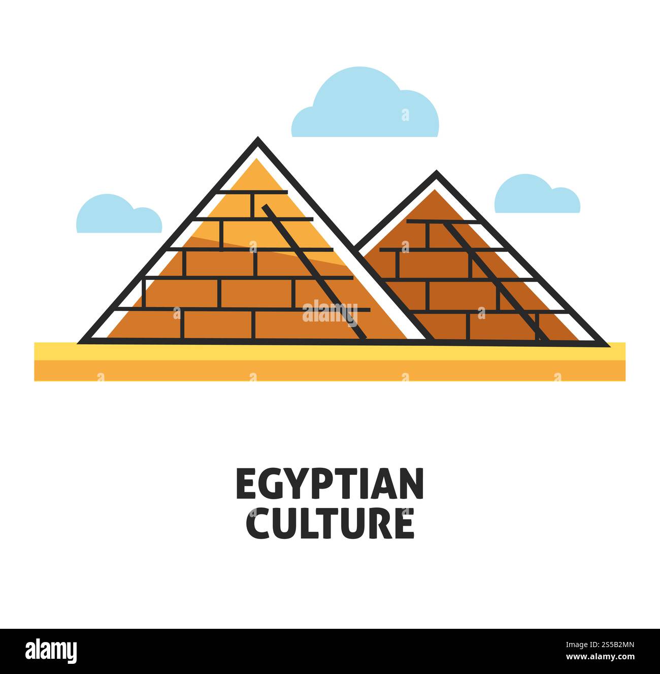 Egyptian culture promotional poster with famous Great Pyramids. Ancient unique architecture with ...