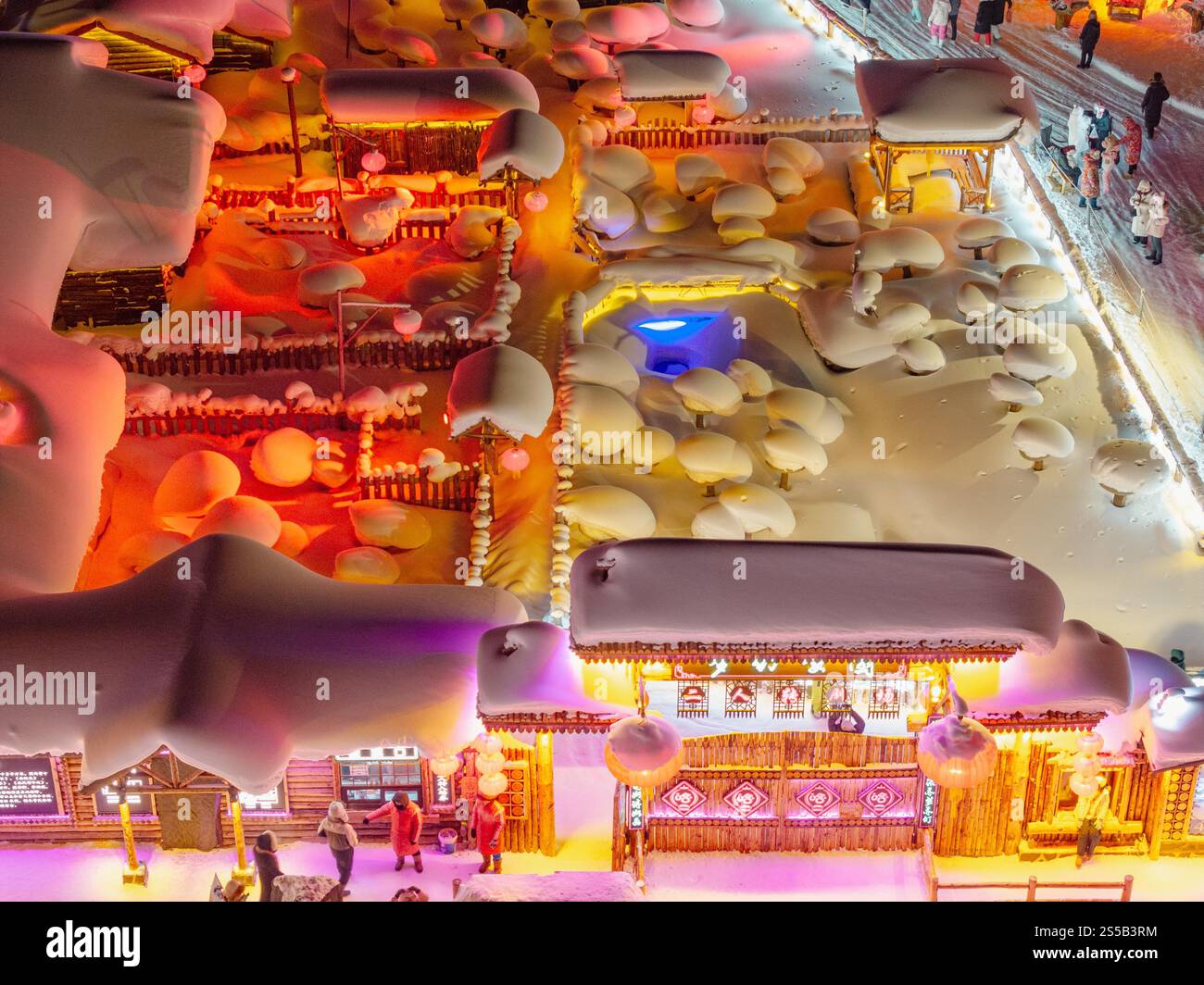 Aerial photo shows the night view in Mudanjiang City, northeast China's ...