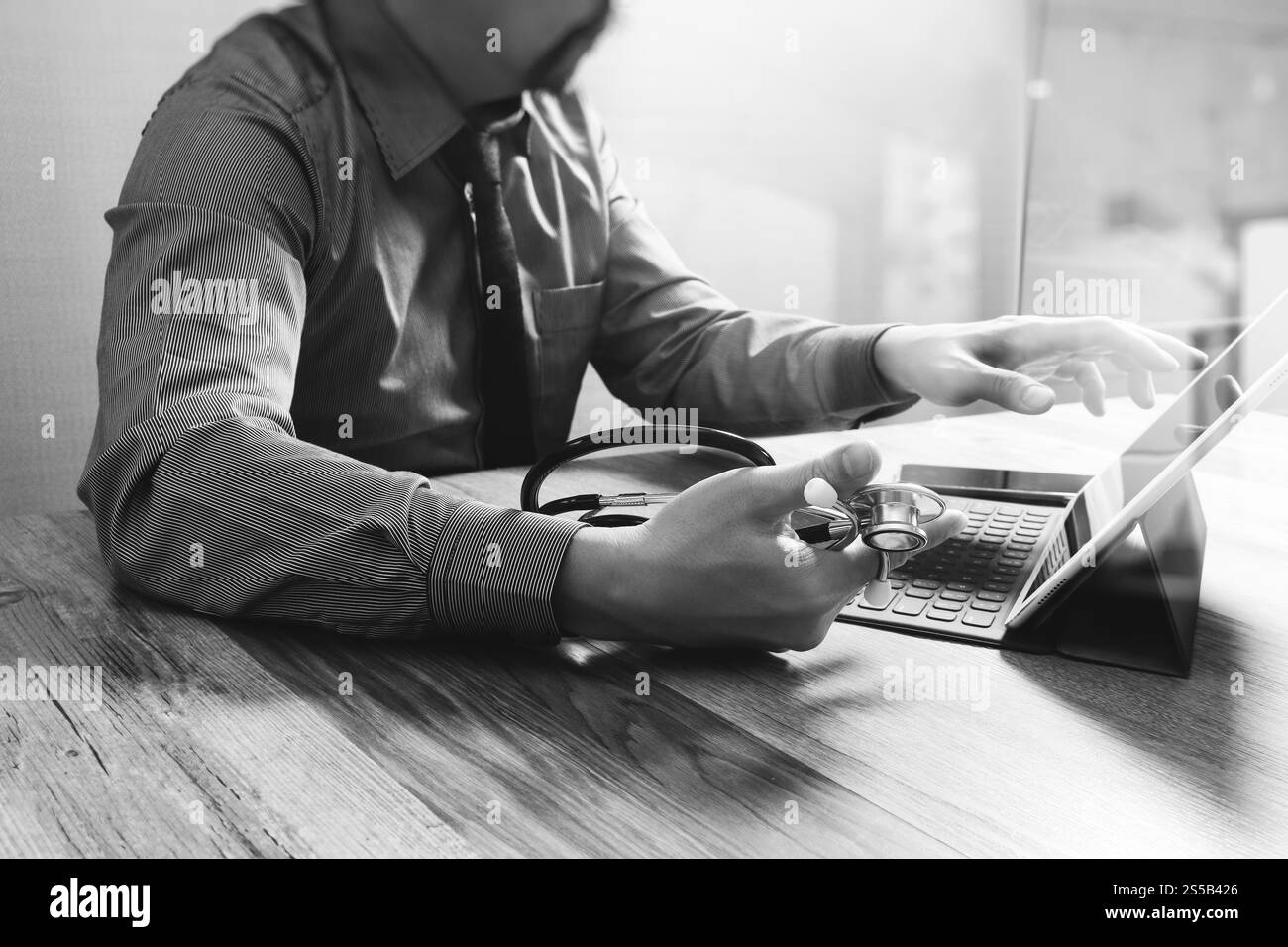 Medical technology concept. Doctor hand working with modern digital ...