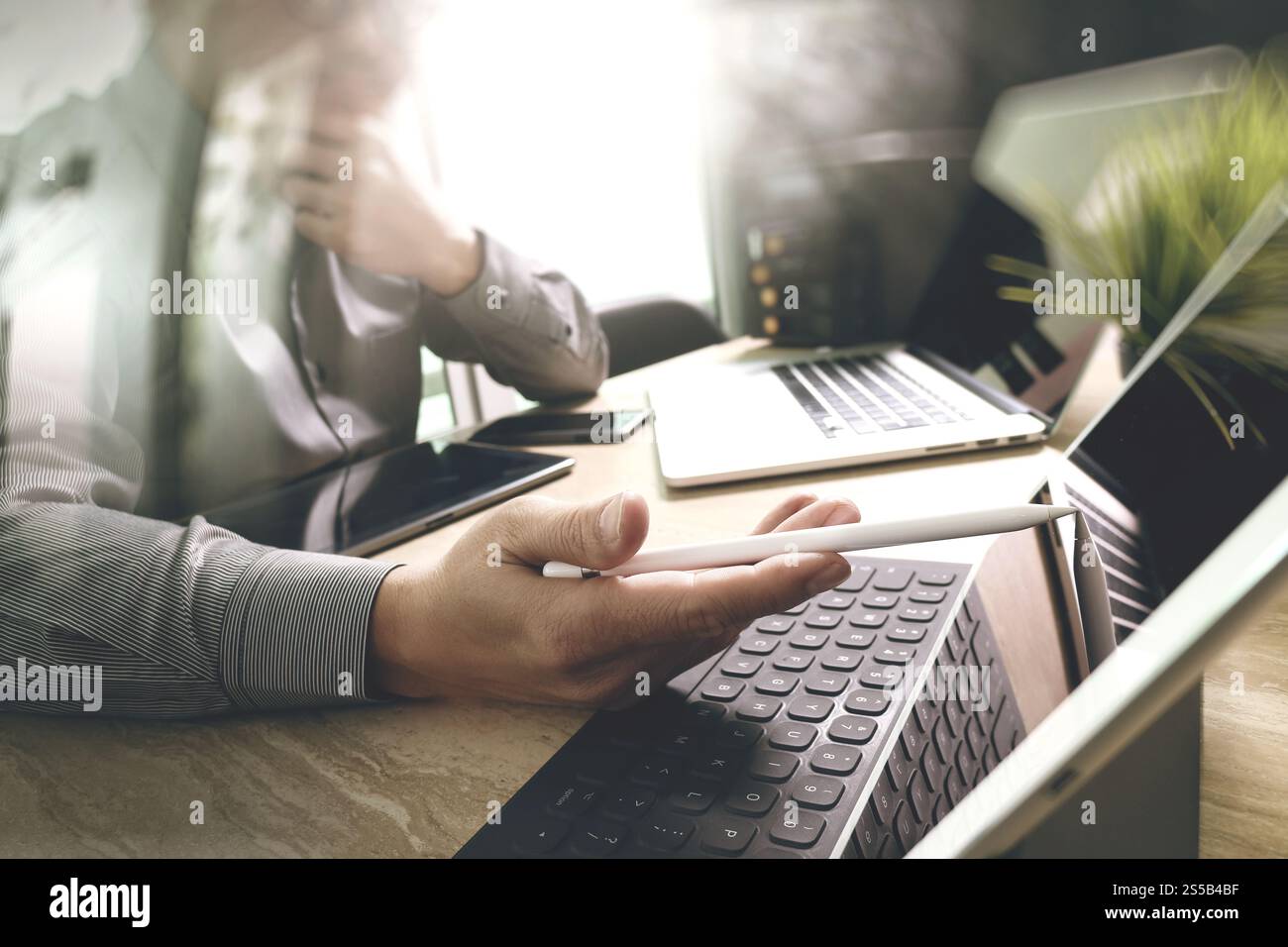 Outsource Developer working on marble Desk Working Laptop Computer ...