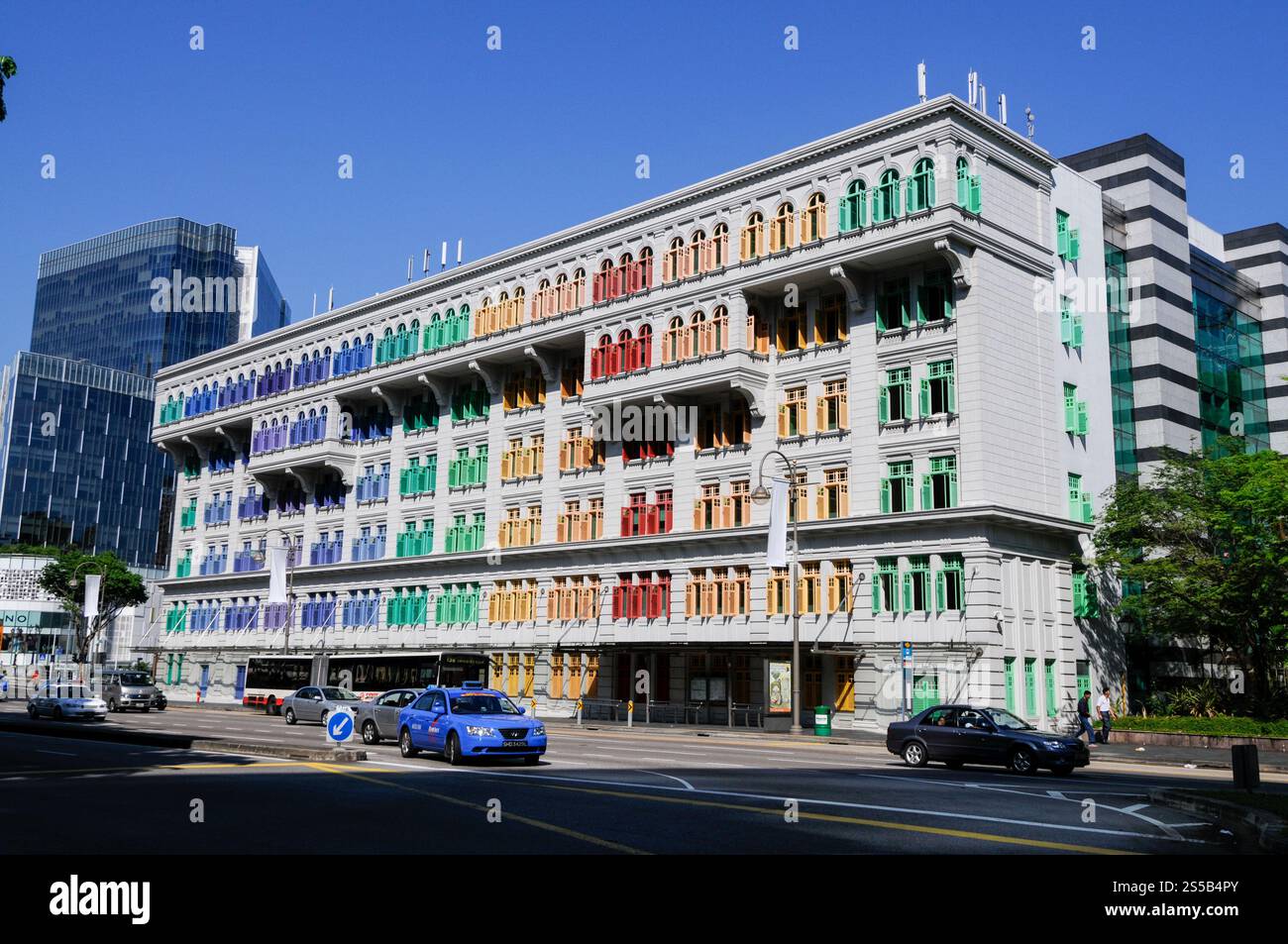 The colourful building is the Ministry of Information and the Arts ...