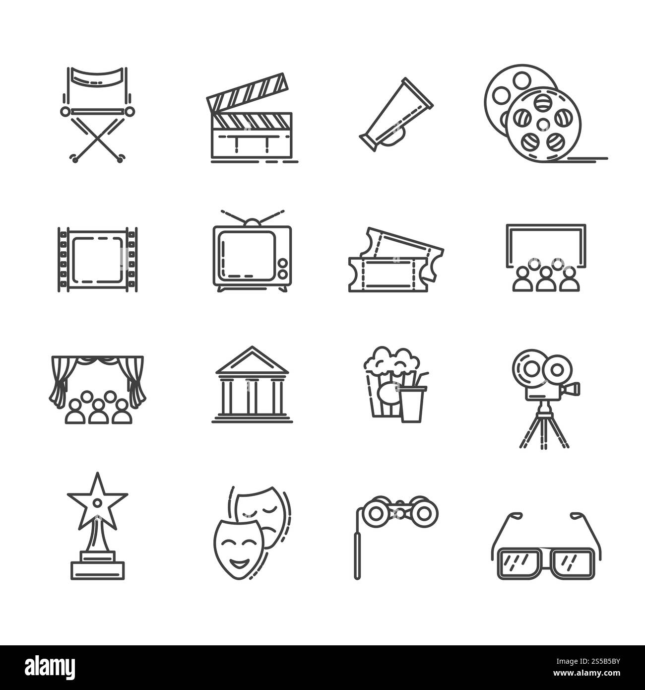 Movie and cinema retro signboards with genres in light bulbs. Vector ...