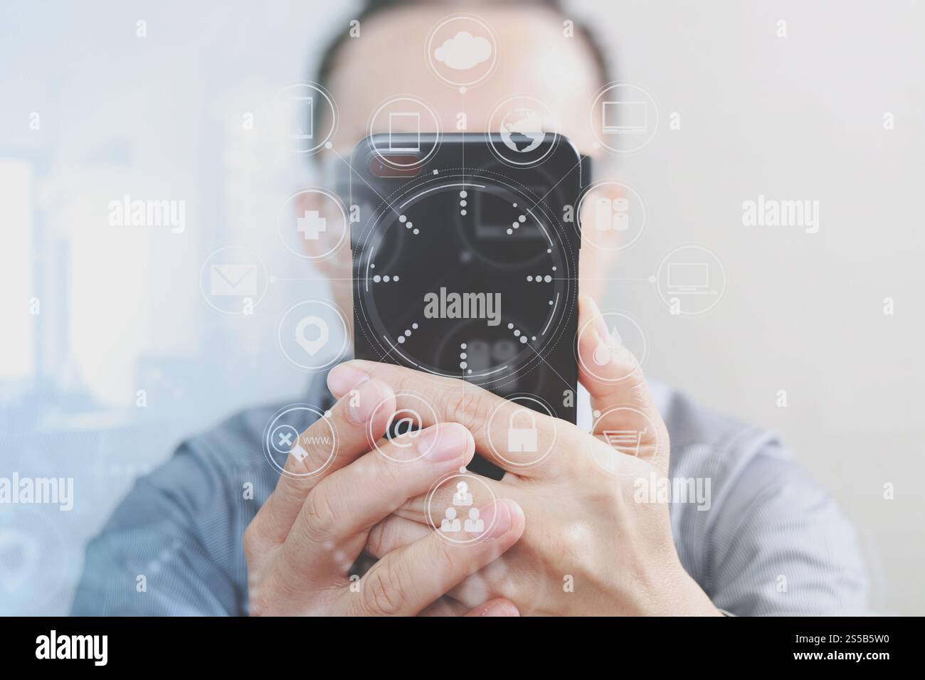 Designer hand using mobile payments online shopping,omni channel,icon ...