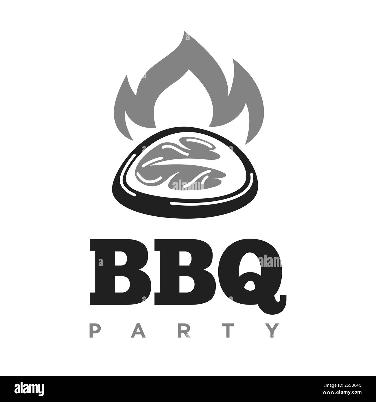 Barbecue party meat and BBQ fire logo template for picnic shop or ...