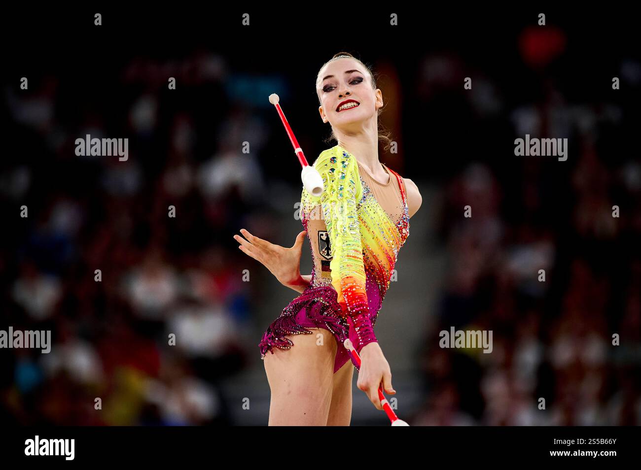 PARIS, FRANCE - 8 AUGUST, 2024: Darja Varfolomeev. The Rhythmic gymnastics' individual all ...
