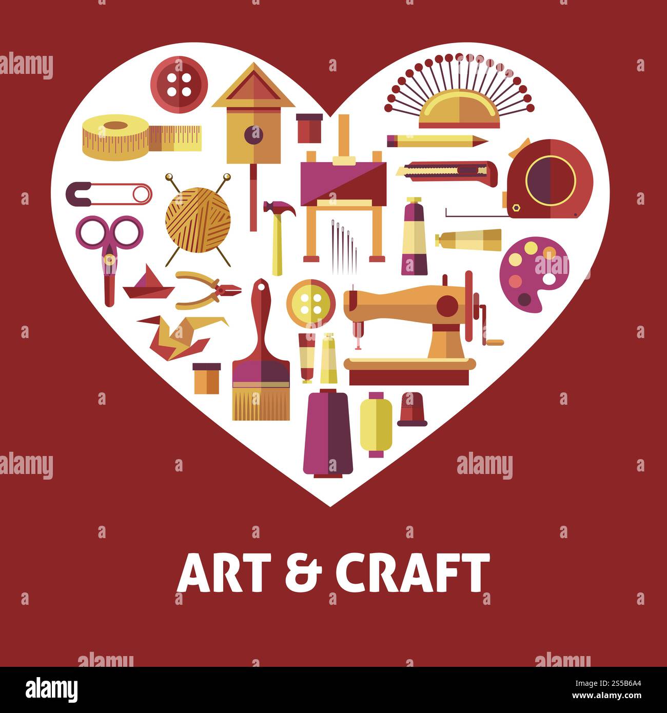 Art and craft promotional poster with special equipment. Stationary ...