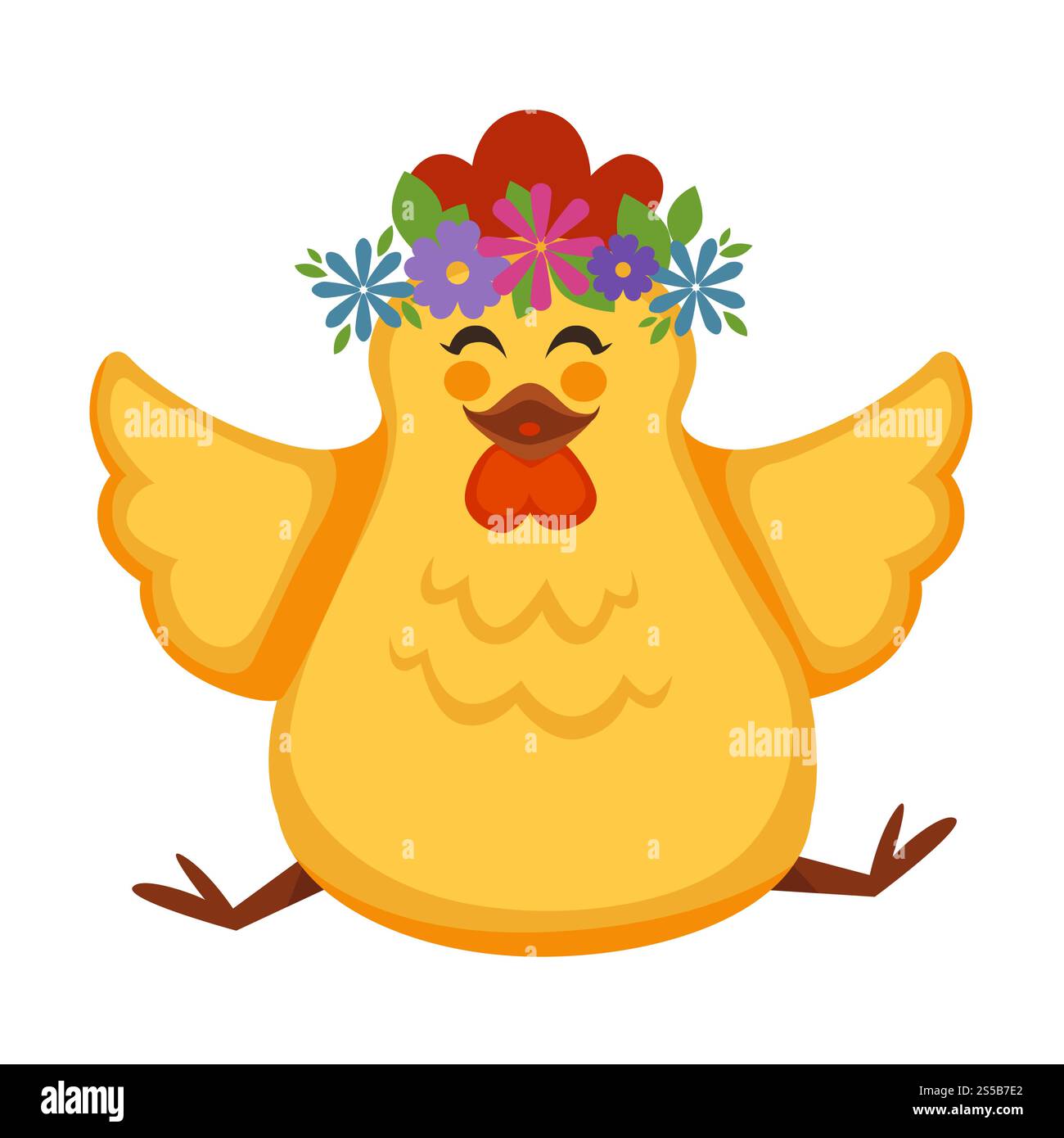 Cartoon chicken chick character for Easter or kid birthday greeting ...