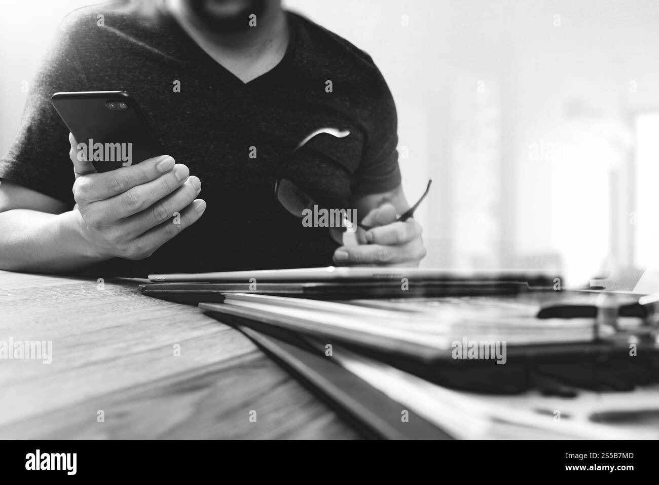 Call center representative in Black and White Stock Photos & Images - Alamy