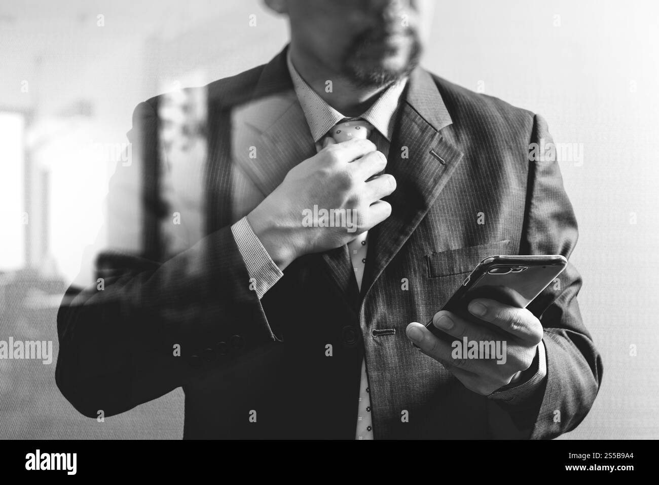 Phone thinking business man Black and White Stock Photos & Images - Alamy