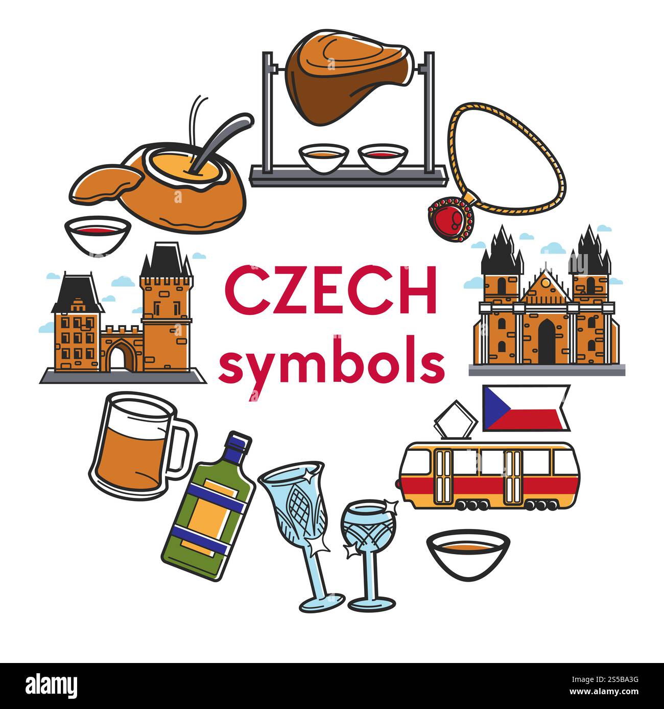 Czech Republic famous travel landmarks and traditional culture ...