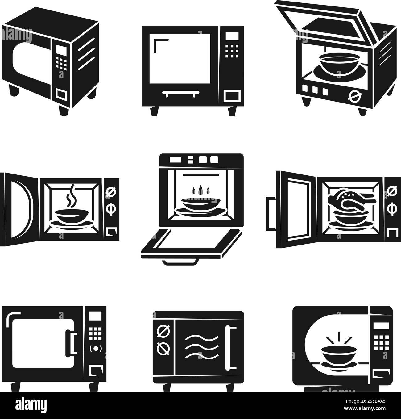 Microwave icons set. Simple set of microwave vector icons for web design on white background ...