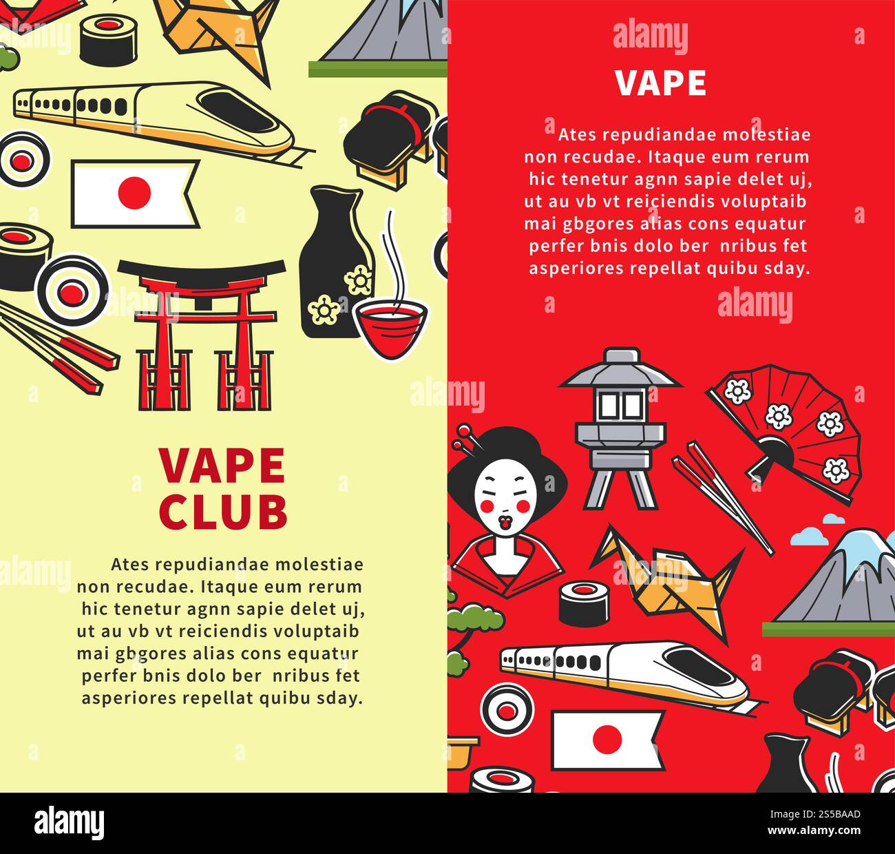 Journey to Japan travel agency promotional vertical posters set ...