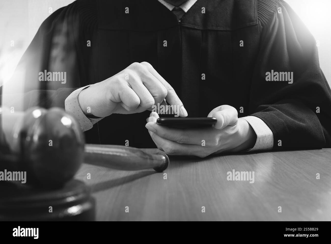 justice and law concept.Male judge in a courtroom with the gavel ...