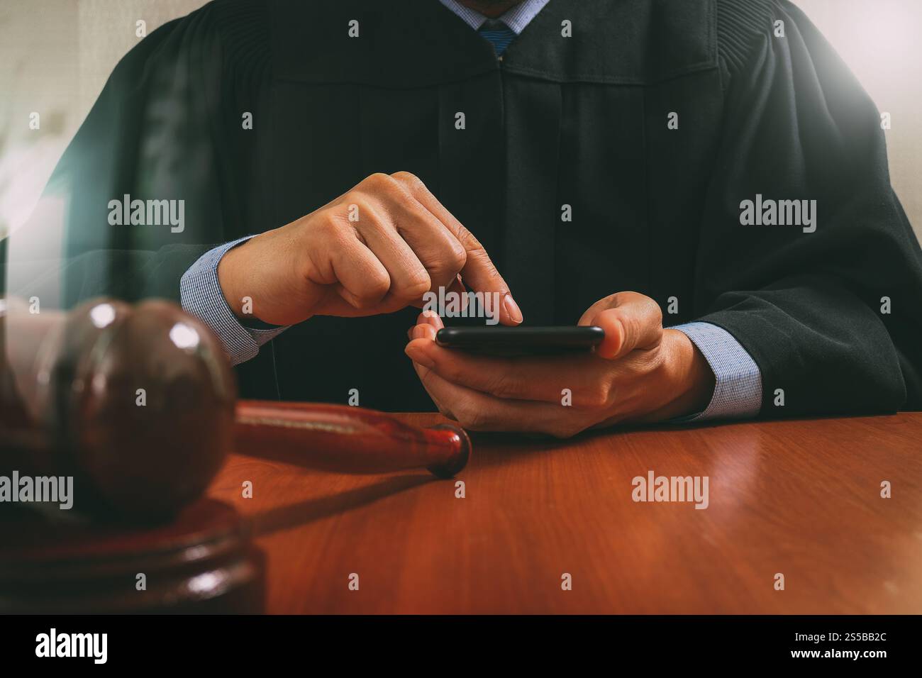 justice and law concept.Male judge in a courtroom with the gavel ...
