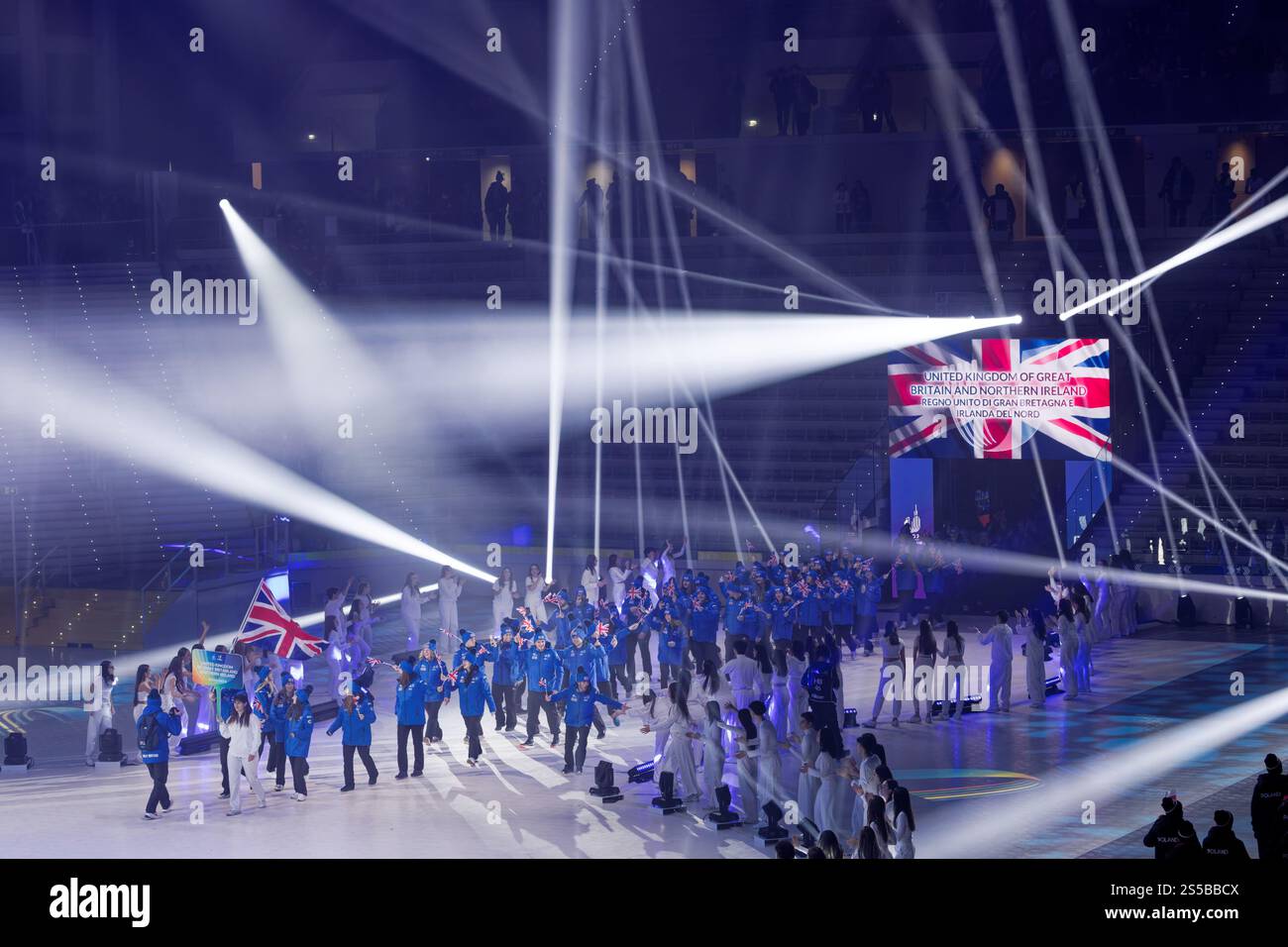 Turin, Italy. 13th Jan, 2025. The UK team parades into the arena during ...