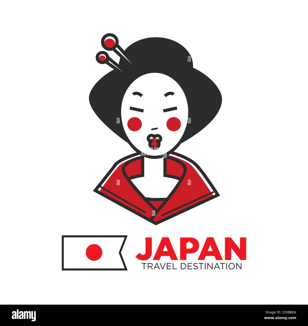 Japan travel destination promotional poster with beautiful geisha ...