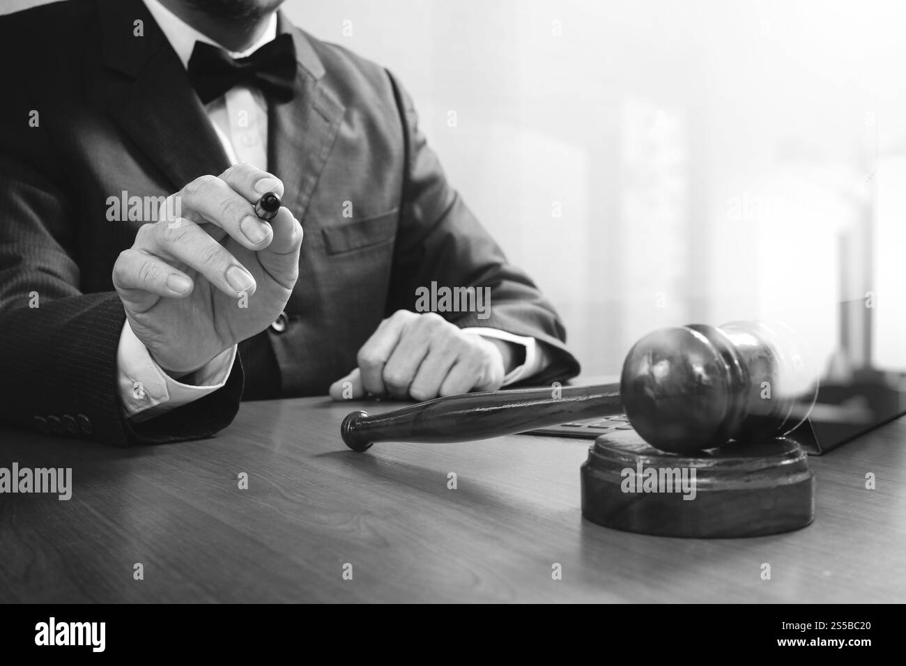 justice and law concept.Male judge in a courtroom with the gavel ...
