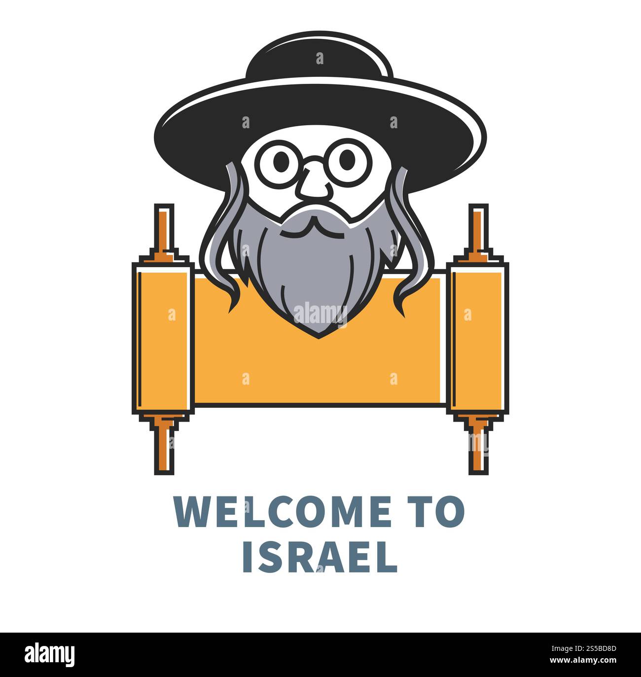 Welcome to Israel commercial banner with Jewish man and old ingot ...