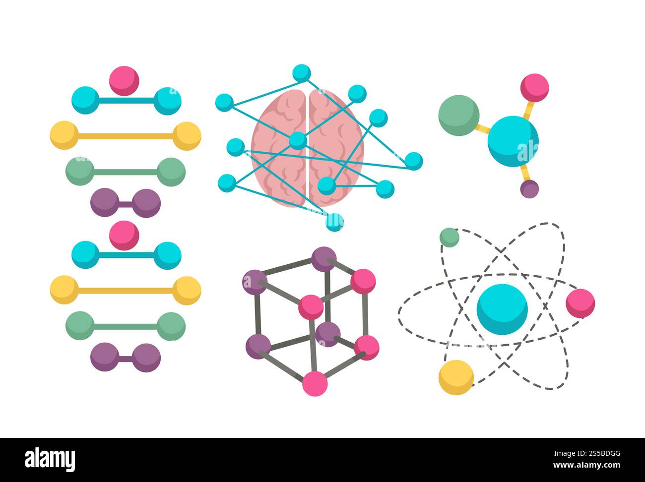 DNA molecule icons for science in molecular and genetics scientific ...
