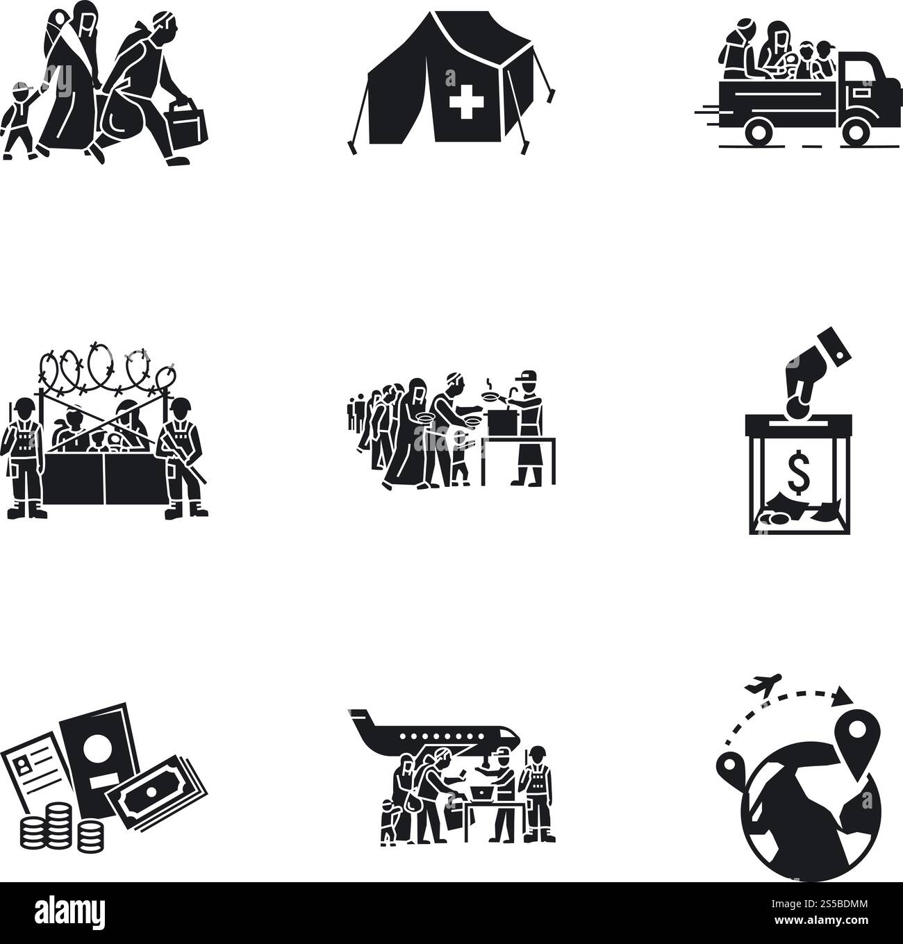 Refugees people icon set. Simple set of 9 refugees people vector icons for web design isolated ...