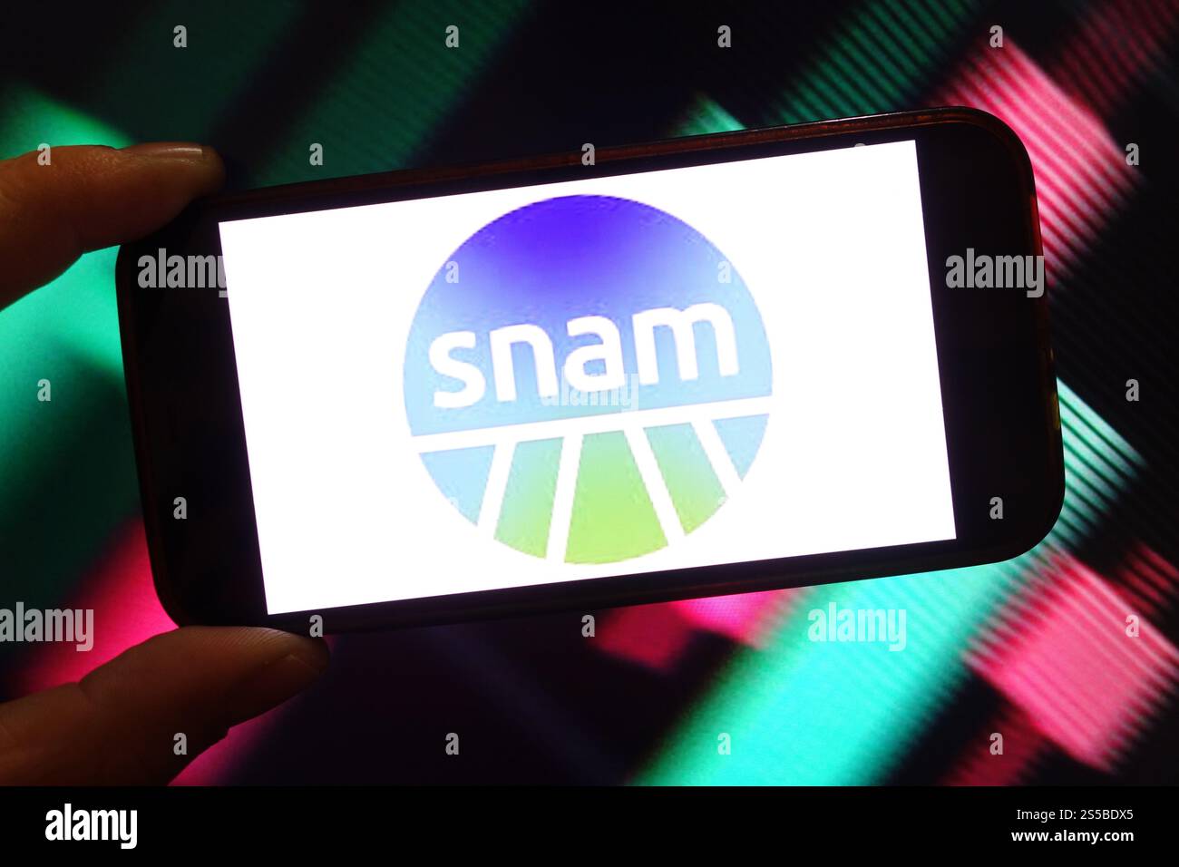 Poland. 13th Jan, 2025. In this photo illustration, the Snam company ...