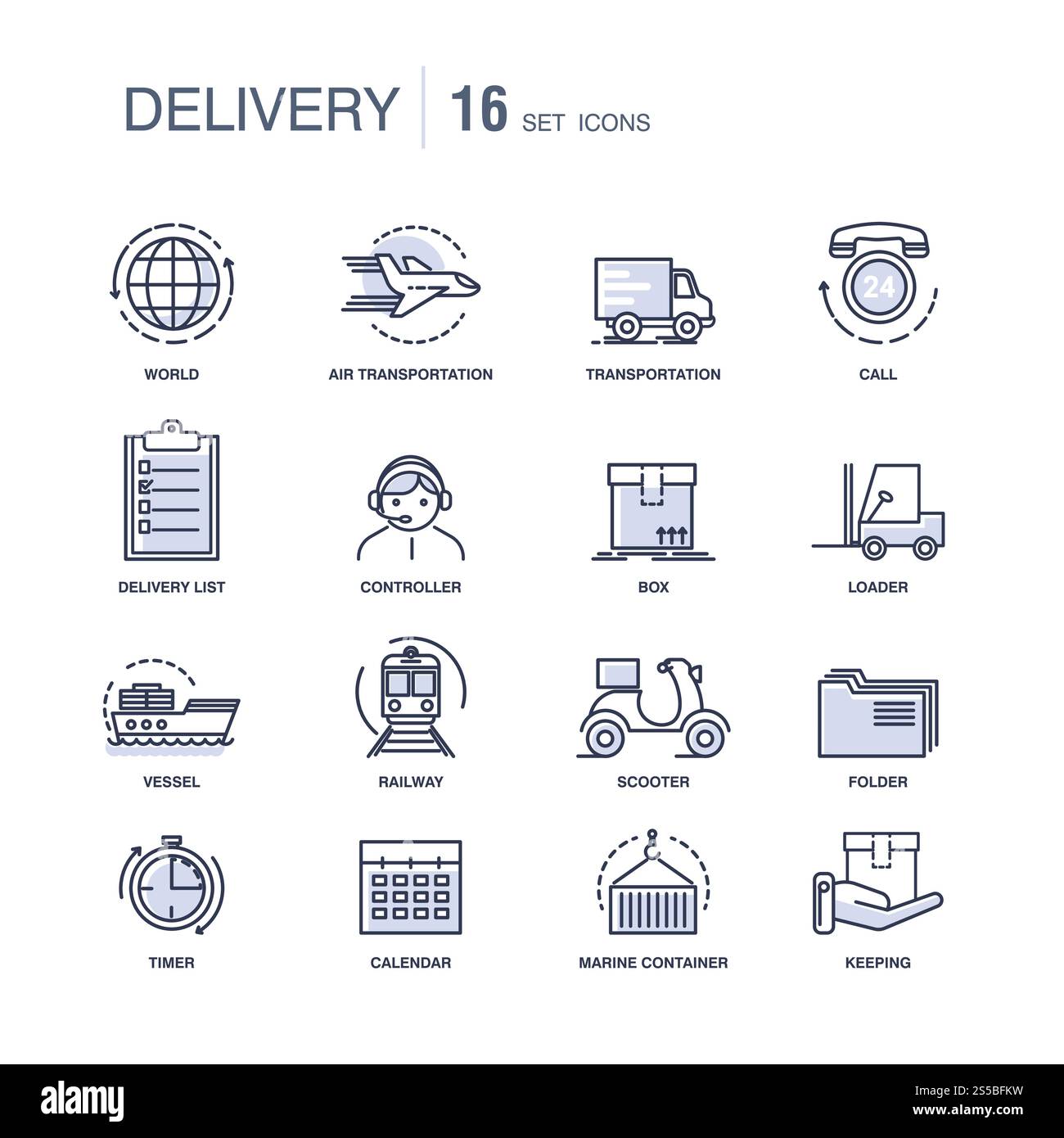 Modern fast delivery services monochrome icons set Types of ...