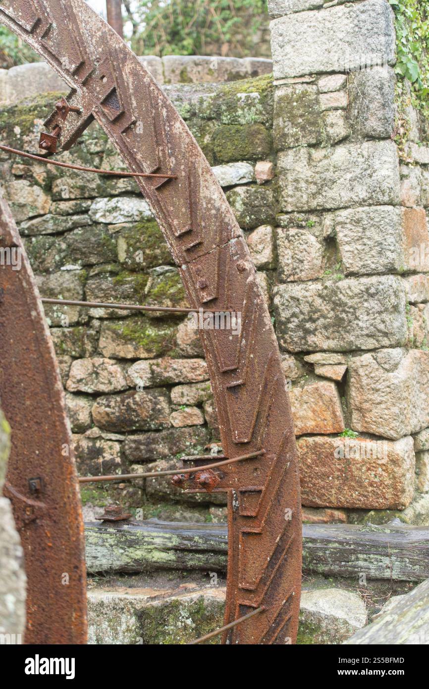 Wheal Arthur water wheel at Tregargus Valley heritage industrial area ...