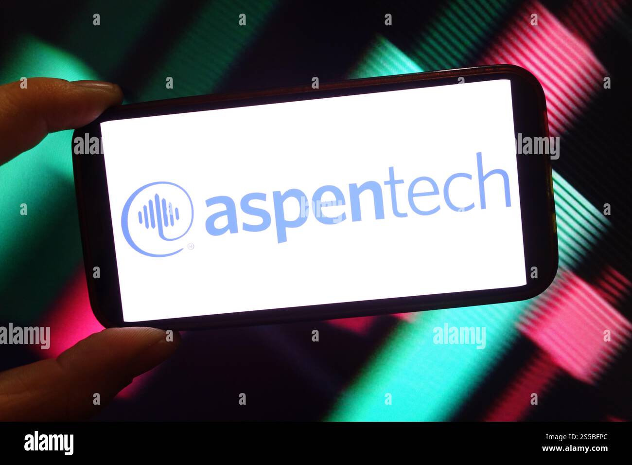 In this photo illustration, the AspenTech company logo is seen ...