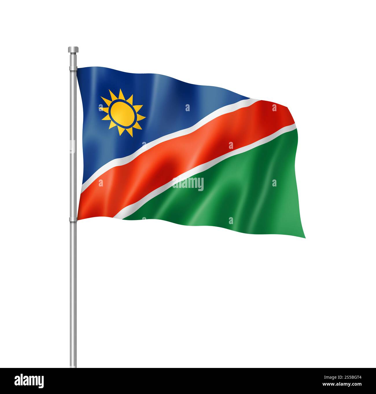 Namibia flag, three dimensional render, isolated on white. Namibian ...