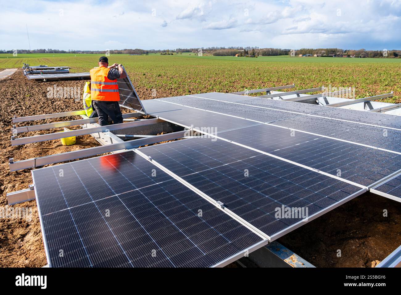 Installation of solar trackers: installation of photovoltaic panels on ...