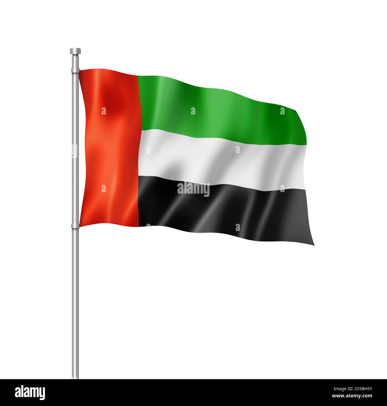 United Arab Emirates flag, three dimensional render, isolated on white ...