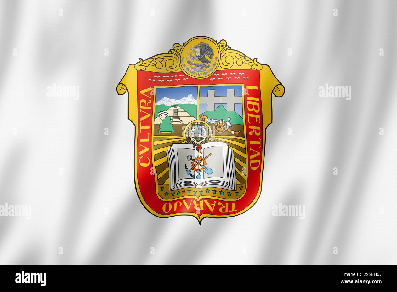 Mexico state flag, waving banner collection. 3D illustration. Mexico ...