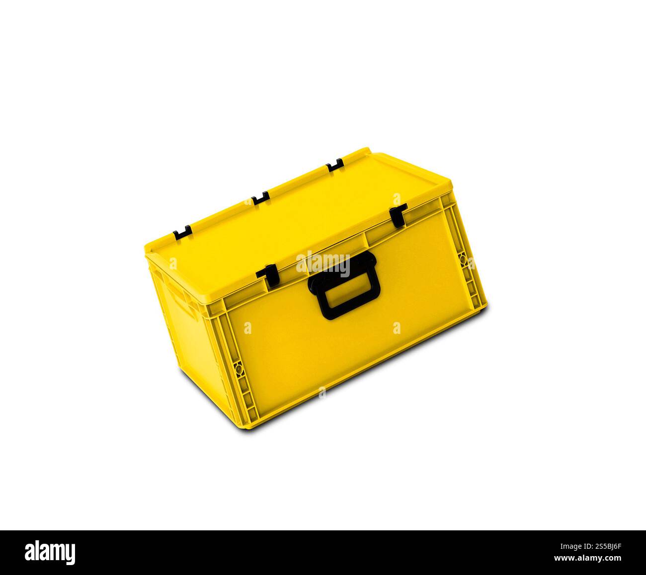 Yellow plastic box isolated on white background Stock Photo - Alamy