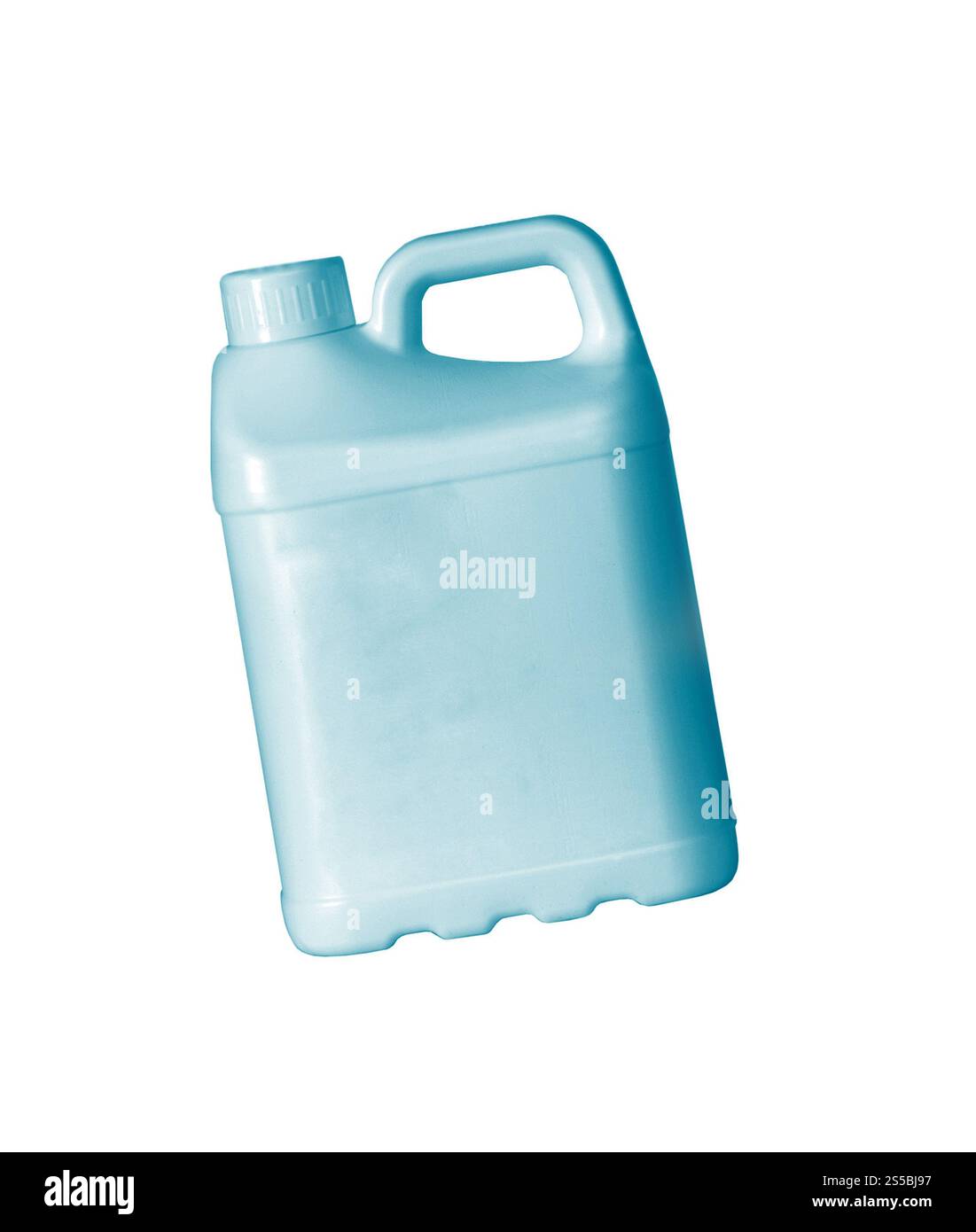 Blue plastic jerry can is isolated on a white background. Blue plastic ...