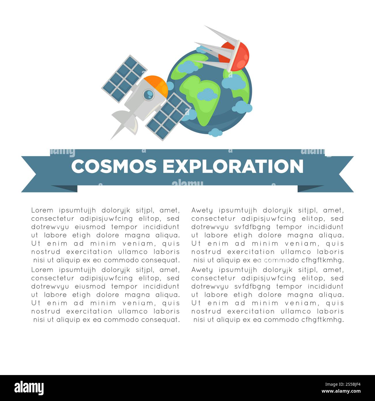 Cosmos exploration informative poster with earth model, orbital ...