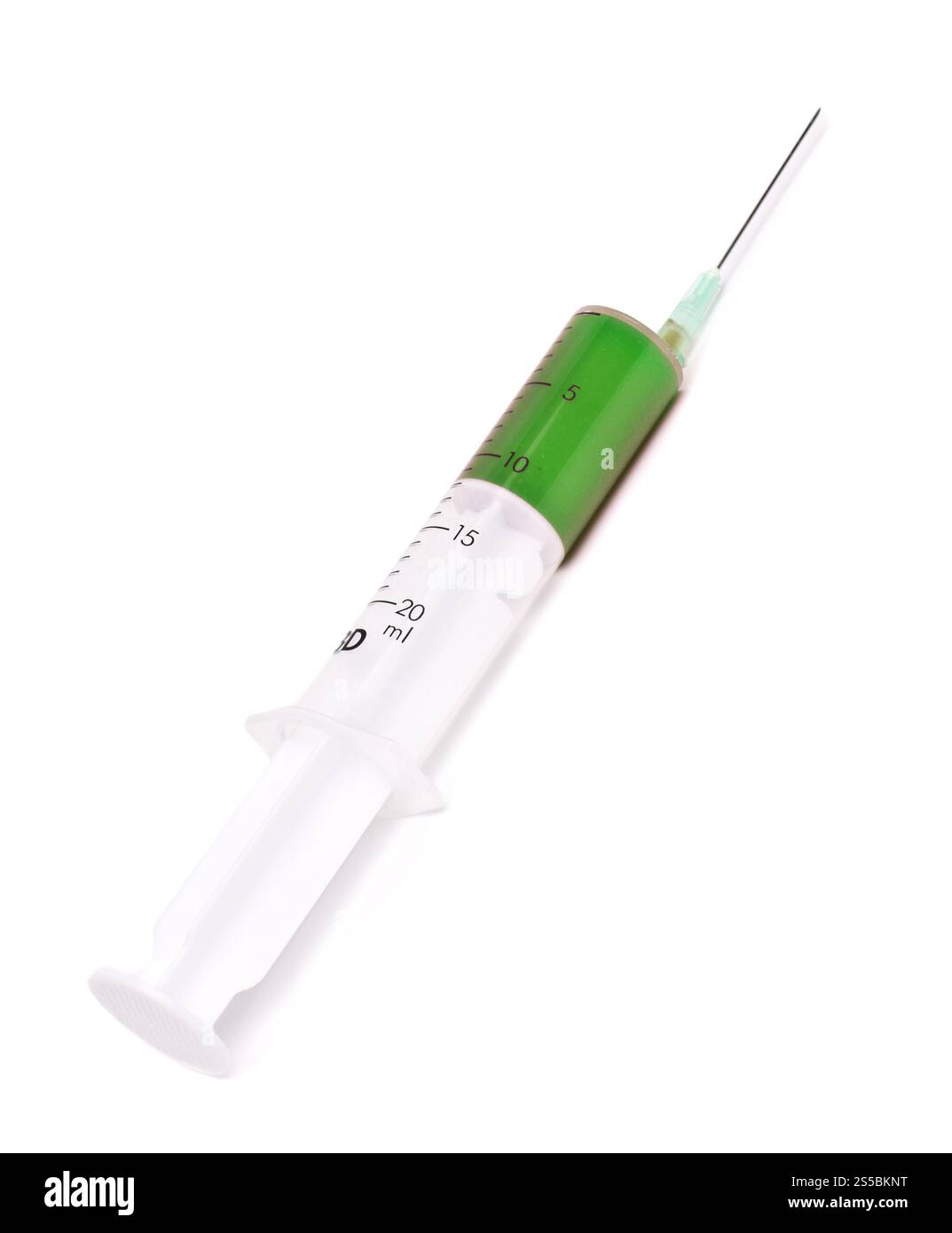 syringe with green medication isolated on white background. syringe ...