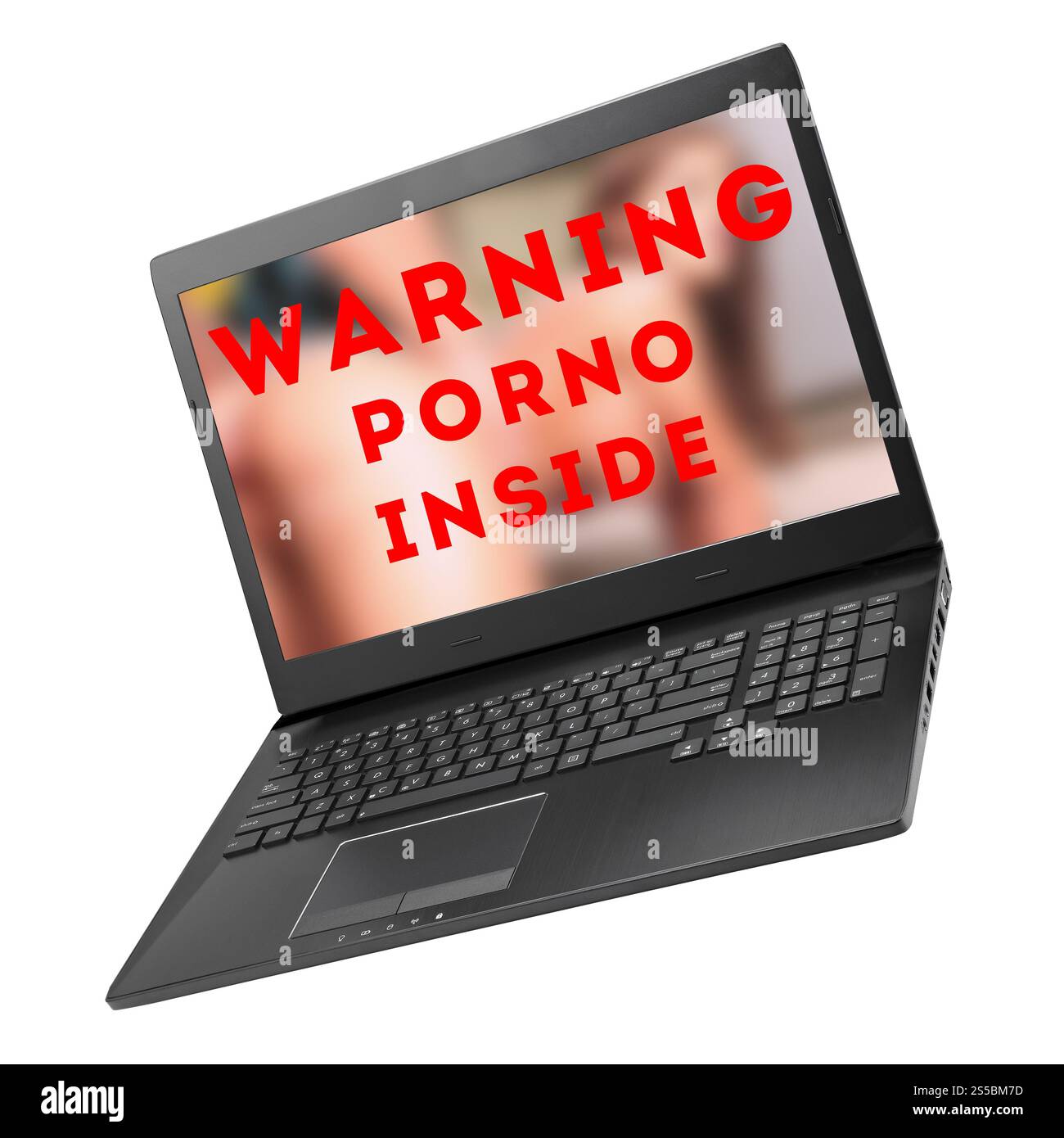 laptop computer painted with hazard warning on screen Stock Photo - Alamy